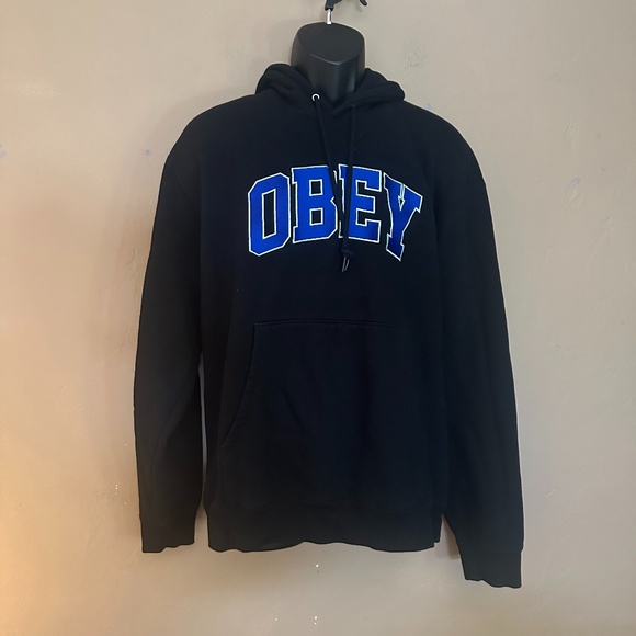 Obey | Shirts | Obey Embroidered Fleece Hoodie Xl Gently Worn 58 Cotton 42 Polyester Fleece ...